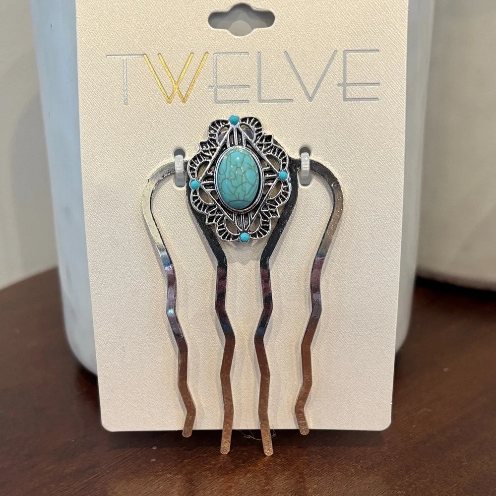 Twelve | Accessories | Tweleve Bun Pin Hair Comb Silvertone Wfaux ...